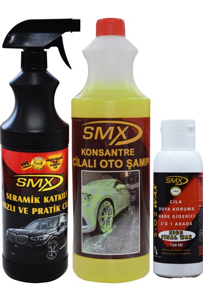 Smx %40 Cilalı Oto Şampuanı / 3'ü 1 Arada /cila /boya Koruma / Hare Giderici / - Seramik Cila / Hızlı Cila / Pratik Cila Smx %40 Cilalı Oto Şampuanı / 3'ü 1 Arada /cila /boya Koruma / Hare Giderici / - Seramik Cila / Hızlı Cila / Pratik Cila