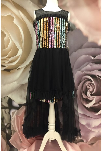 Dide Kids Dide Garson Payetli Siyah Abiye Elbise