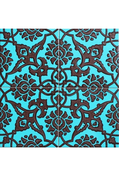 Kütahya Çini Yapı Tasarım AC83TUR-KAHVE 20X20 cm 4 Adet Çini Karo