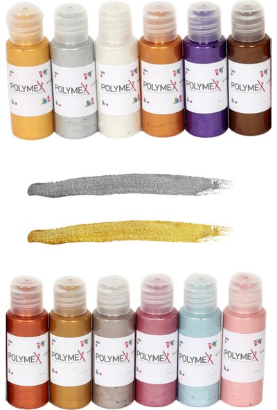 Epoksi Reçine Metalik Renkler Simli Pigment 12 x 35 ml Epoksi Reçine Metalik Renkler Simli Pigment 12 x 35 ml