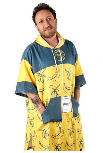 Seamount Bananas-Fruıt Serıes Surf Panço, Özel Tasarım Baskılı Havlu Panço