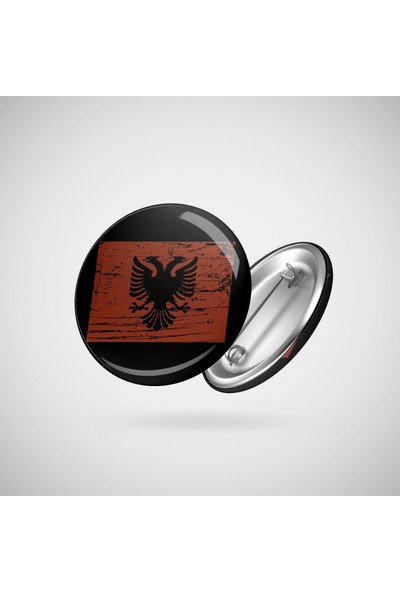 Fizello Albania Emblem 2-Headed Eagle Silhouette Rustic Design Gift Idea Rozet