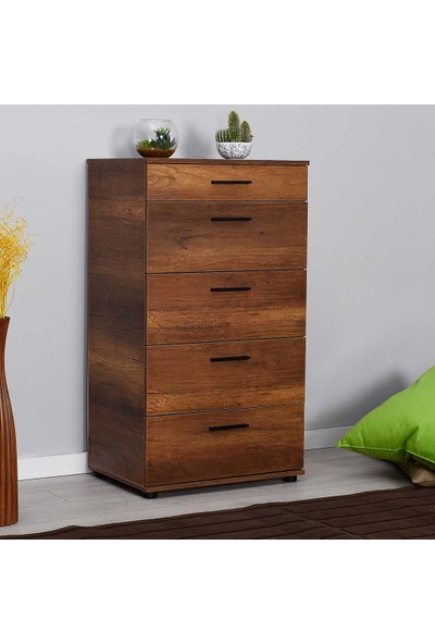 Adore Trendline 5 Çekmeceli Şifonyer - Oslo Ceviz Adore Trendline 5 Çekmeceli Şifonyer - Oslo Ceviz