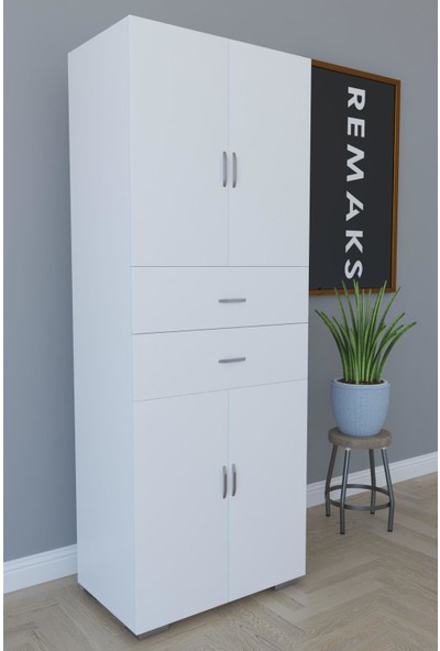 Remaks 4 Kapaklı 2 Çekmeceli Banyo Dolabı Mutfak Dolabı Çok Amaçlı Dolap - Beyaz Remaks 4 Kapaklı 2 Çekmeceli Banyo Dolabı Mutfak Dolabı Çok Amaçlı Dolap - Beyaz