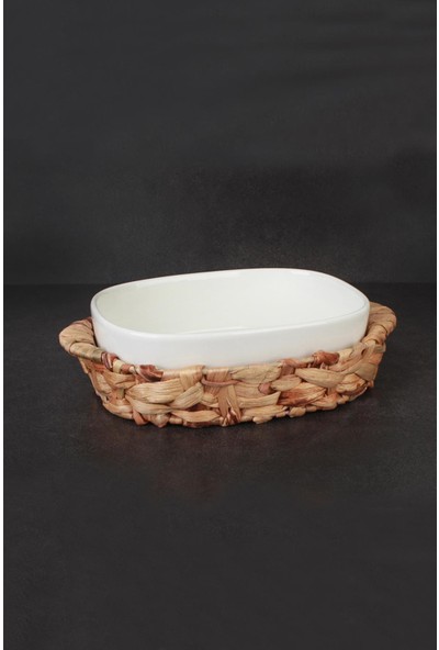 Acar Royal Beyaz Porselen Hasır Sepet Fırın Kabı - 26 cm