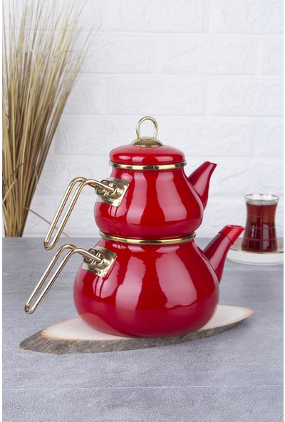 Acar Qualita Roly&poly Emaye Çaydanlık - Kırmızı Acar Qualita Roly&poly Emaye Çaydanlık - Kırmızı