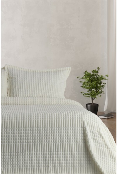 Merinos Modern Line 3 Parça Battaniye Seti - Ekru Merinos Modern Line 3 Parça Battaniye Seti - Ekru