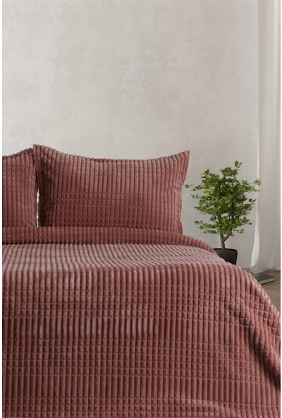 Merinos Modern Line 3 Parça Battaniye Seti - Gül Kurusu Merinos Modern Line 3 Parça Battaniye Seti - Gül Kurusu