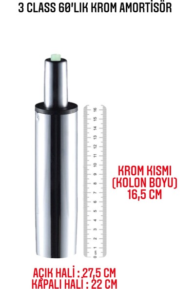 Tura Ofis 3 Class 60'lık Krom Amortisör