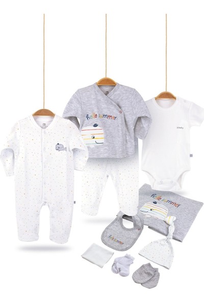 Bibaby Hastane Çıkışı 10LU Hello Summer Gri - Beyaz Bibaby Hastane Çıkışı 10LU Hello Summer Gri - Beyaz