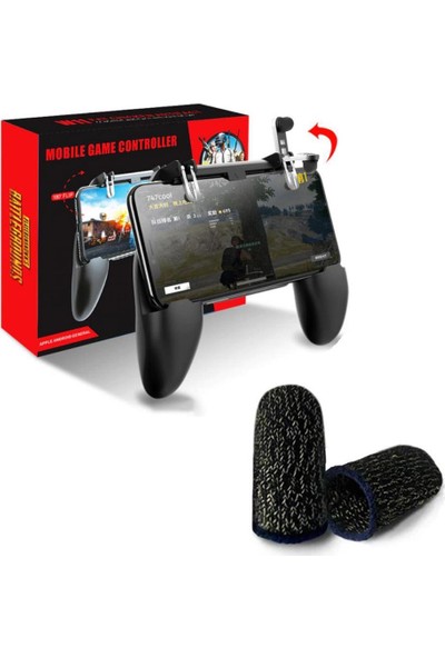 Alp Collection Pubg W10 Oyun Konsolu Gamepad Tetik ve Siyah Parmak Eldiven Set