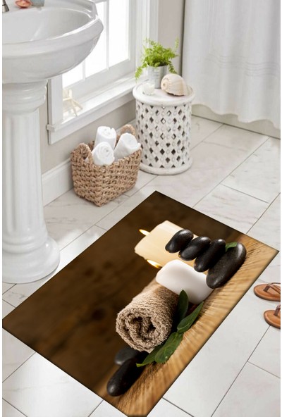 Soho Halı Soho Spa Mumlu Desenli Dijital Baskılı Yıkanabilir Kaymaz Taban Tekli Banyo Halısı Paspası Soho Halı Soho Spa Mumlu Desenli Dijital Baskılı Yıkanabilir Kaymaz Taban Tekli Banyo Halısı Paspası