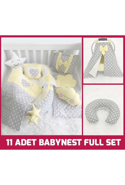 Jaju Baby Babynest Gri ve Sarı Yıldızlı 11 Parça Full Set Babynest Jaju Baby Babynest Gri ve Sarı Yıldızlı 11 Parça Full Set Babynest