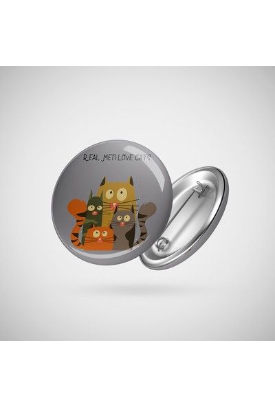 Fizello Real Men Love Cats Rozet Fizello Real Men Love Cats Rozet