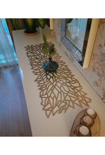 Sehara Runner - Masa Örtüsü - Sehpa Örtüsü - Suni Deri - 5 Parça