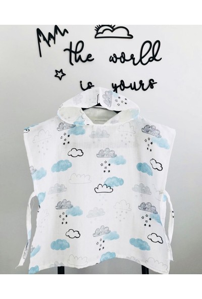 juniperus Gökyüzü %100 Pamuk Müslin Panço 55 x 110 cm juniperus Gökyüzü %100 Pamuk Müslin Panço 55 x 110 cm