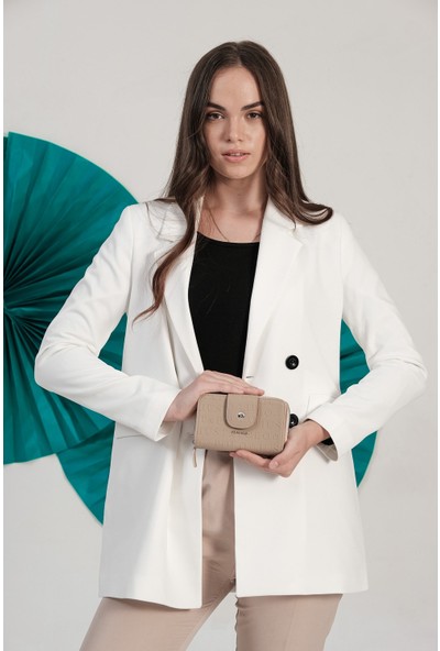 Just Polo Kadın Vizon Baskı Desen Cüzdan HS1005