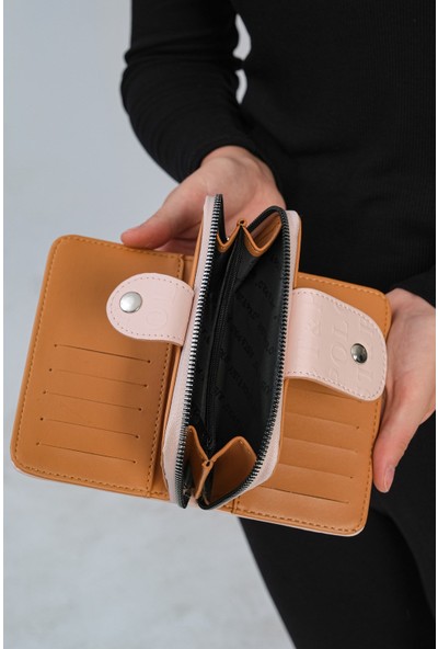 Just Polo Kadın Pudra Baskı Desen Cüzdan HS1005