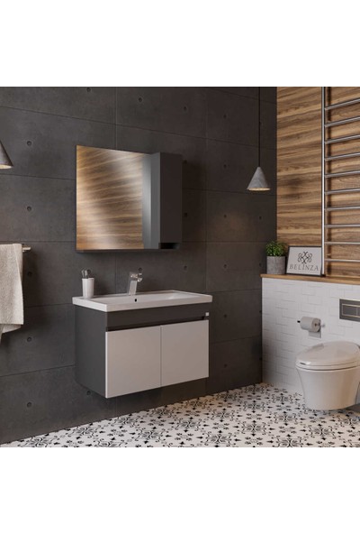 Belinza Etna 80 cm Antrasit Banyo Dolabı Belinza Etna 80 cm Antrasit Banyo Dolabı