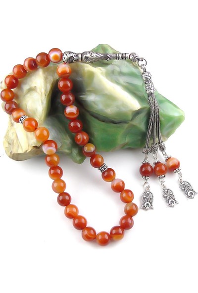 Tesbih Rüyası Gümüş Tasarımlı Doğal Akik Taşı Tesbih Tesbih Rüyası Gümüş Tasarımlı Doğal Akik Taşı Tesbih