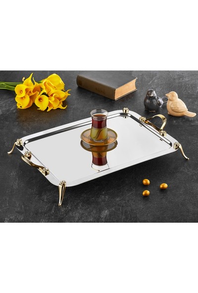 Özlife Enza Tepsi Ayaklı Büyük Gold