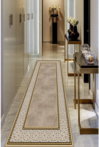 Cappio Halı Gold Beyaz Kenarlı Eskitme Krem Halı Makinede Yıkanabilir