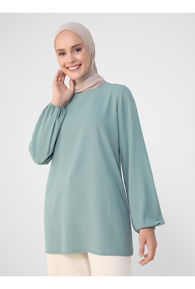 Refka Kol Ucu Lastikli Balon Kol Aerobin Bluz - Çağla Yeşili - Refka Casual Refka Kol Ucu Lastikli Balon Kol Aerobin Bluz - Çağla Yeşili - Refka Casual