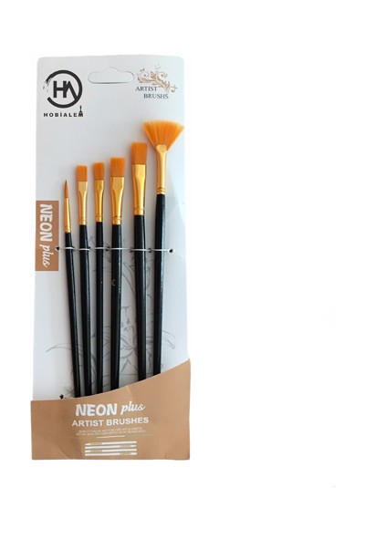 Hobialem Neon Fırça Seti-2 Yağlı Boya Fırçası 6'lı Set Resim Fırçası Yelpaze Fırça Yassı Fırça Hobialem Neon Fırça Seti-2 Yağlı Boya Fırçası 6'lı Set Resim Fırçası Yelpaze Fırça Yassı Fırça
