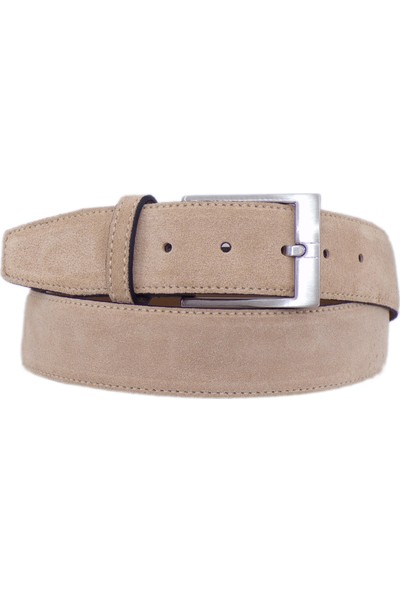 Corium Bej Renk Hakiki Süet Deri Erkek Spor Kemer 40 mm