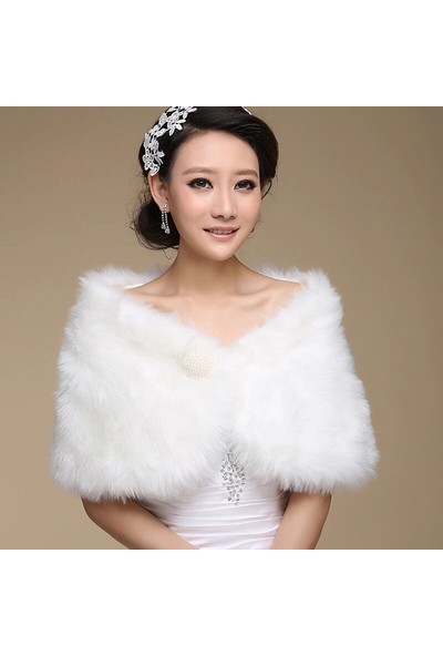 Charge Gelin Örgün Kış Pelerin Gelin Kürk Şal Düğün Ceket