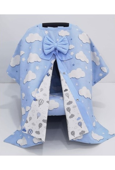 Mordesign Panço Stil Puset Örtüsü ve Çarşaf 2' li Set, Bulut Mavi