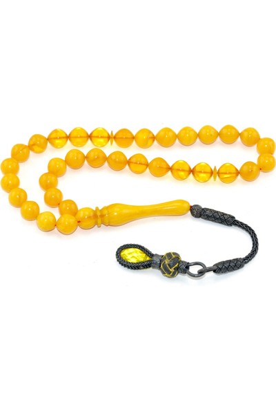 Tesbihediye 1000 Ayar Kazaz Püsküllü Sarı Sıkma Kehribar Tesbih