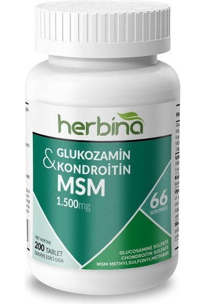 Herbina Glucosamine Kondroitin Sülfat Msm 200 Tablet Herbina Glucosamine Kondroitin Sülfat Msm 200 Tablet