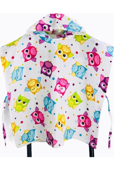 juniperus Baykuş %100 Pamukmüslin Panço 55*110