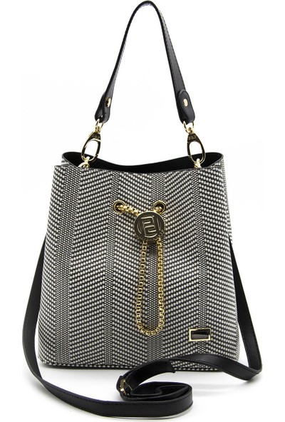 Silver & Polo Silver Polo Siyah Beyaz Üç Bölmeli Kadın El Çantası/postacı Çantası SP967