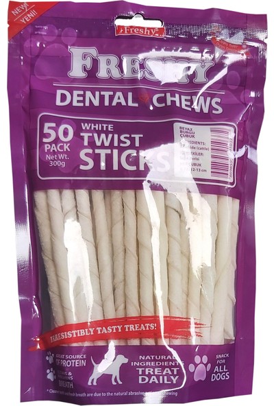 Freshy Dental Twists - Sütlü Burgu Çubuk - 50'li Maxi Paket Freshy Dental Twists - Sütlü Burgu Çubuk - 50'li Maxi Paket
