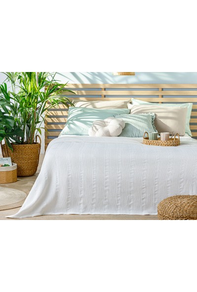 English Home Comb Düz Pamuklu Tek Kişilik Pike 150X220 cm Beyaz