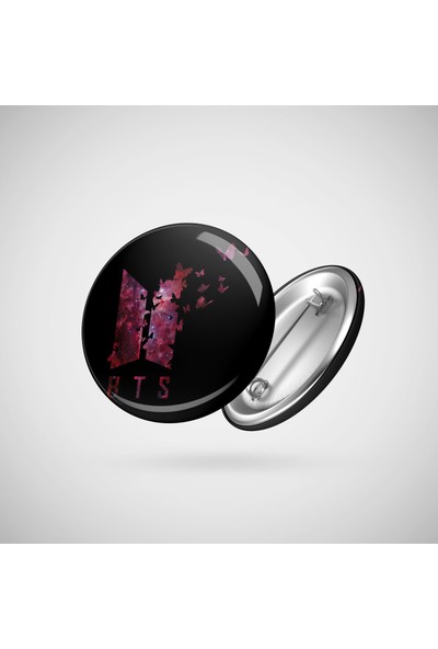 Fizello Bts - Wings Logo With Destructive Butterfly (Red Galaxy) | Army | Kpop Rozet Fizello Bts - Wings Logo With Destructive Butterfly (Red Galaxy) | Army | Kpop Rozet