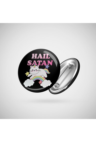 Fizello Hail Satan Rainbow Cat Unicorn Rozet Fizello Hail Satan Rainbow Cat Unicorn Rozet