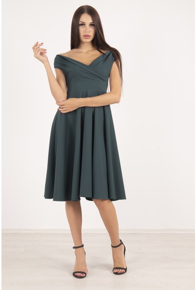 Belamore Zümrüt Kayık Yaka Abiye Elbise 0104006.123