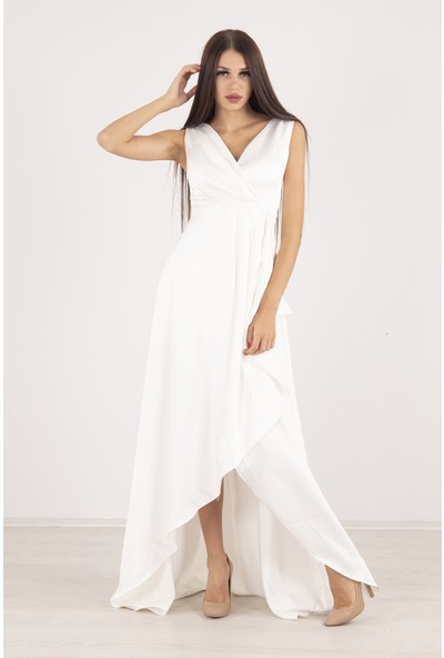 Belamore Ekru Önü Kısa Arkası Uzun Abiye&mezuniyet Elbisesi 7605001.147