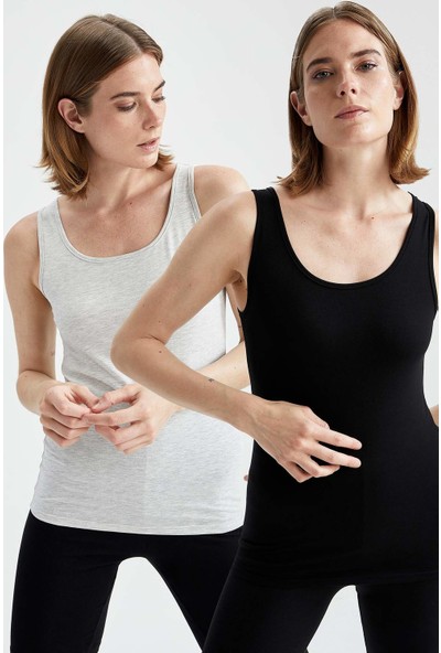 DeFacto Askılı Klasik Slim Fit Pamuklu 2'li Atlet V2738Az21Au