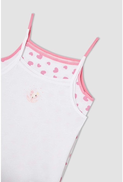 DeFacto Kız Çocuk Kalp Desenli 2'li Askılı Atlet U3459A621AU