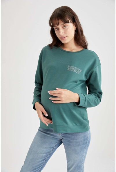 DeFacto Hamile Slogan Baskılı Sweatshirt V5766Az21Au DeFacto Hamile Slogan Baskılı Sweatshirt V5766Az21Au