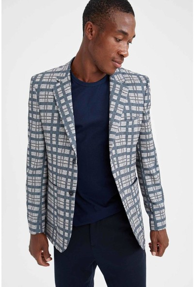 DeFacto Slim Fit Ekose Desenli Blazer Ceket W2258Az21Au