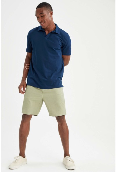 DeFacto Regular Fit Beli Bağcıklı Bermuda Şort N6494Az21Sm DeFacto Regular Fit Beli Bağcıklı Bermuda Şort N6494Az21Sm