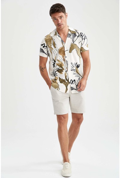 DeFacto Regular Fit Beli Bağcıklı Bermuda Şort N6494Az21Sm