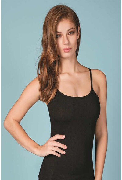 Berrak 8 Adet Siyah Renk Ip Askılı Atlet