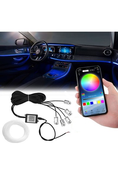 BTM Otomotiv Araç Içi Atmosfer Ambiyans LED Neon Rgb App Kontrollü 5 Parça