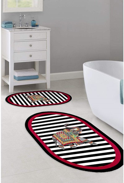 Colizon 60X90 - 50X60 Elephant Red Dijital Banyo Halısı Oval Klozet Takımı 2'li Paspas Seti Colizon 60X90 - 50X60 Elephant Red Dijital Banyo Halısı Oval Klozet Takımı 2'li Paspas Seti